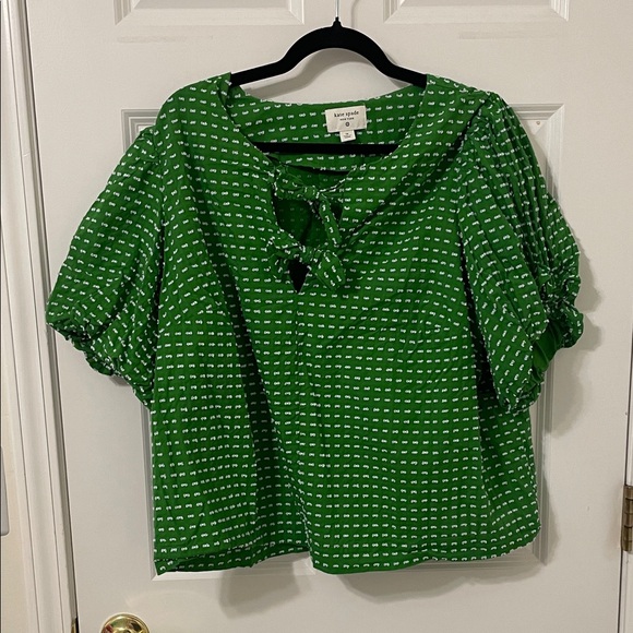 kate spade | Tops | Kate Spade For Target Green Bow Blouse With Puff ...
